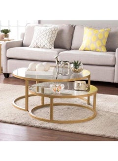 Generic Coffee Table Set Two Pieces Metal And Glass - Gold KSA | Riyadh ...