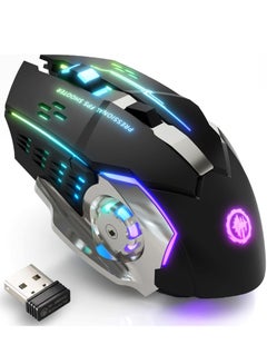 T2 Wireless Gaming Mouse RGB Rechargeable, 6 Buttons & Silent Click for ...