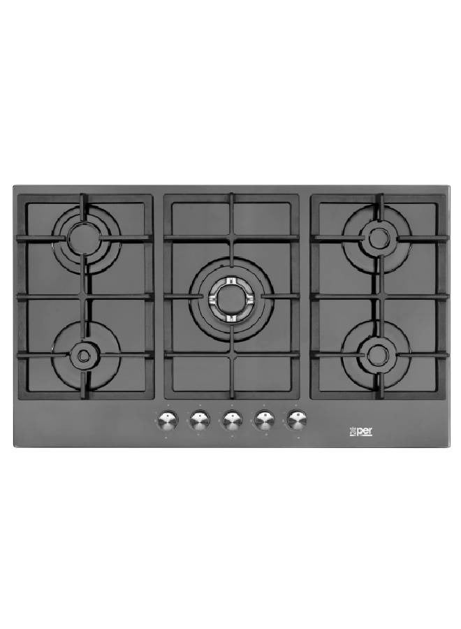 XPER Built-in Gas Hob - 86 cm - 5 Burner Burners - Turkish - Black ...