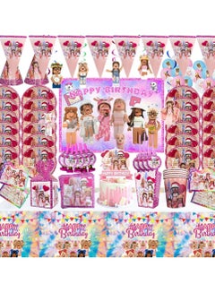 Tamona Roblox Birthday Party Supplies Pink for Girls Include Backdrop ...