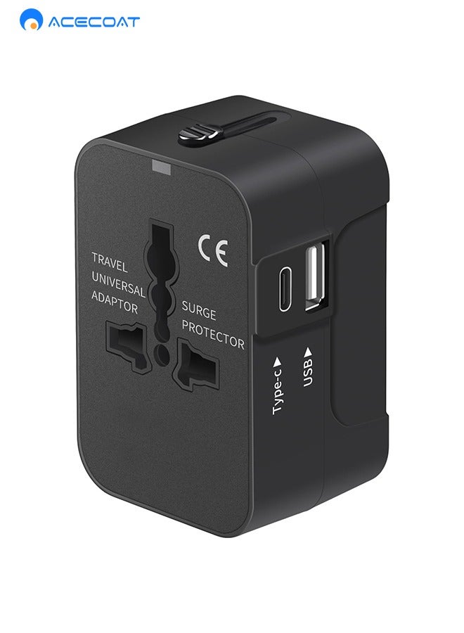 ACECOAT Universal Travel Adapter Worldwide Plug Adaptor with USB-C ...