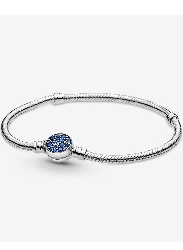 Pandora Violet Pandora Moments Sparkling Blue Disc Clasp Snake Chain ...