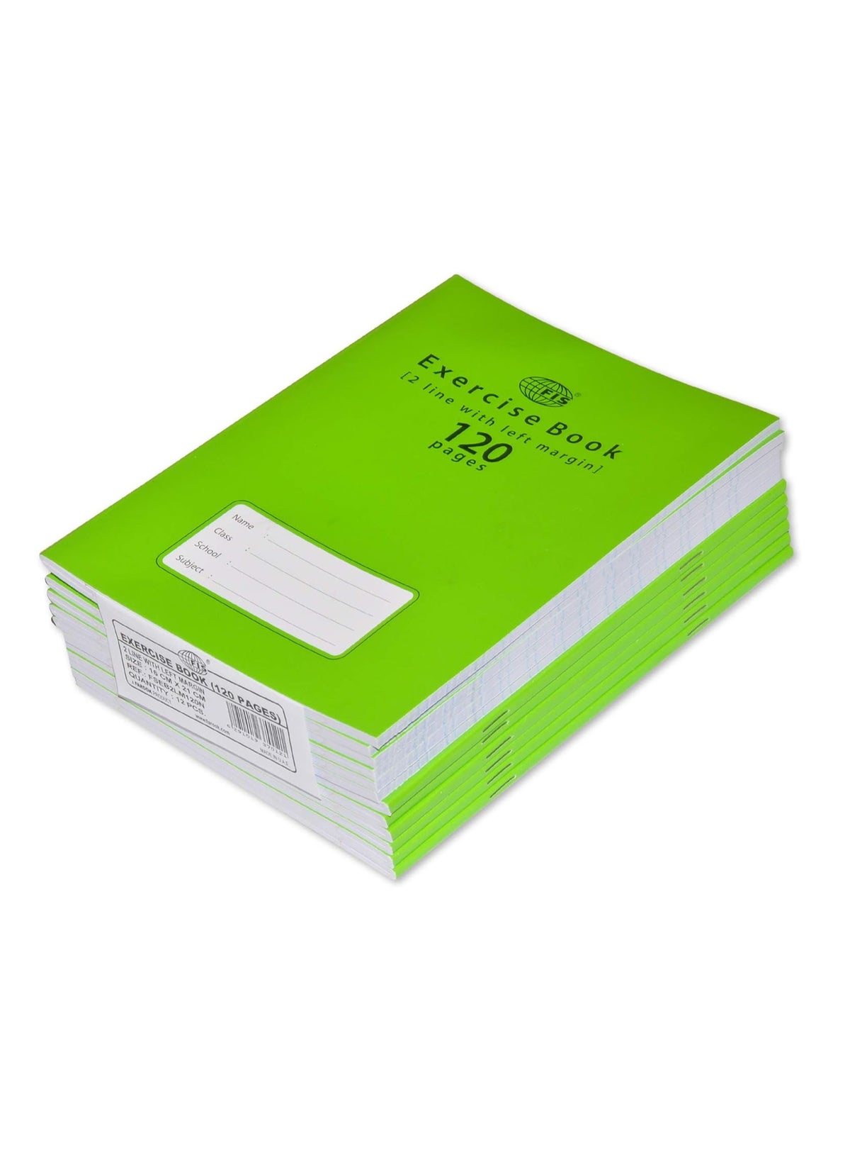 FIS Exercise Book 2-Line with Left Margin, 120-Pages, 16x21cm 12-Piece ...