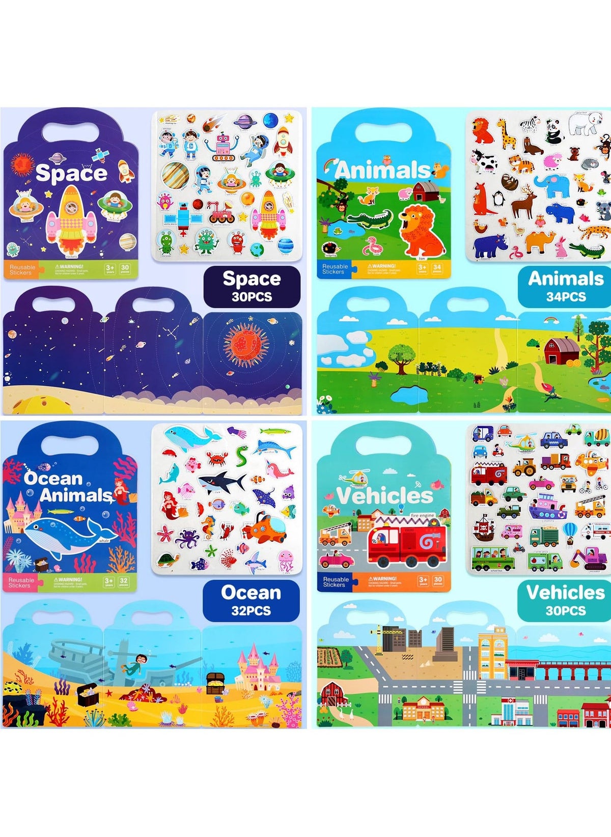 Generic 6PCS Jelly Sticker Book for Kids, Reusable Quiet Sticker ...