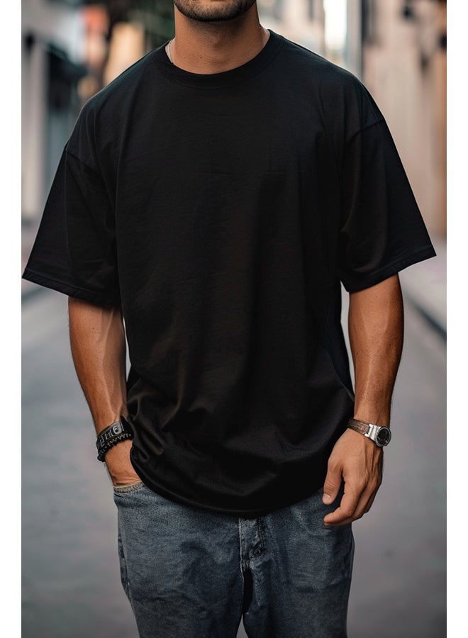trendyol Black Basic Crew Neck Oversize/Wide Fit Short Sleeve T-Shirt ...