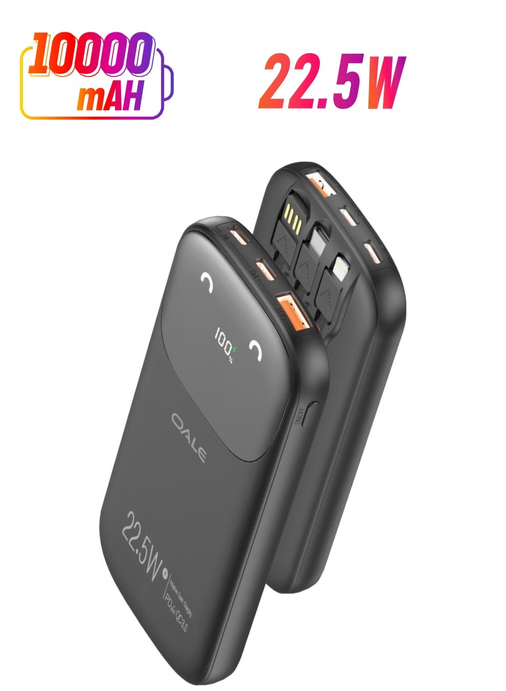 OALE 10000mAh, Digital Display Power Bank, 22.5W Fast Charging, Built ...