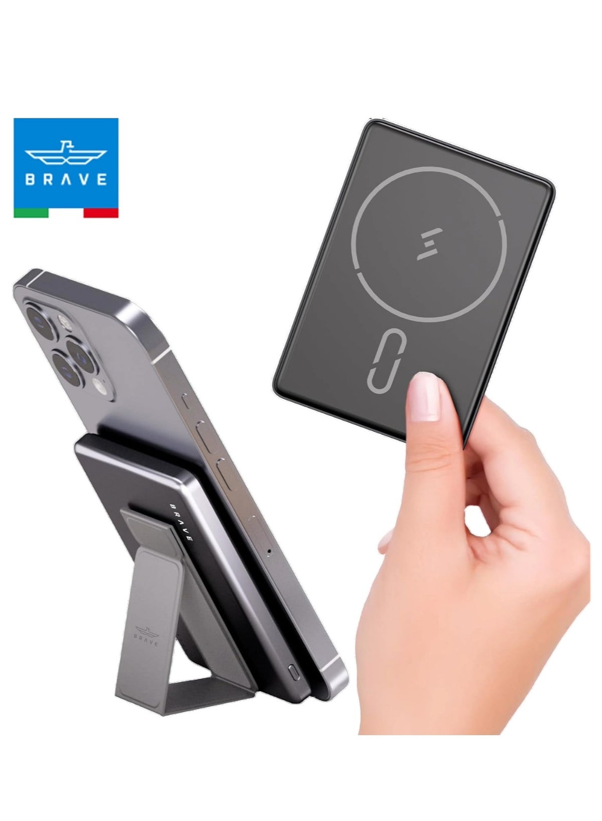 Brave 5000mAh Magnetic Wireless Power Bank, Portable Wireless Charger ...