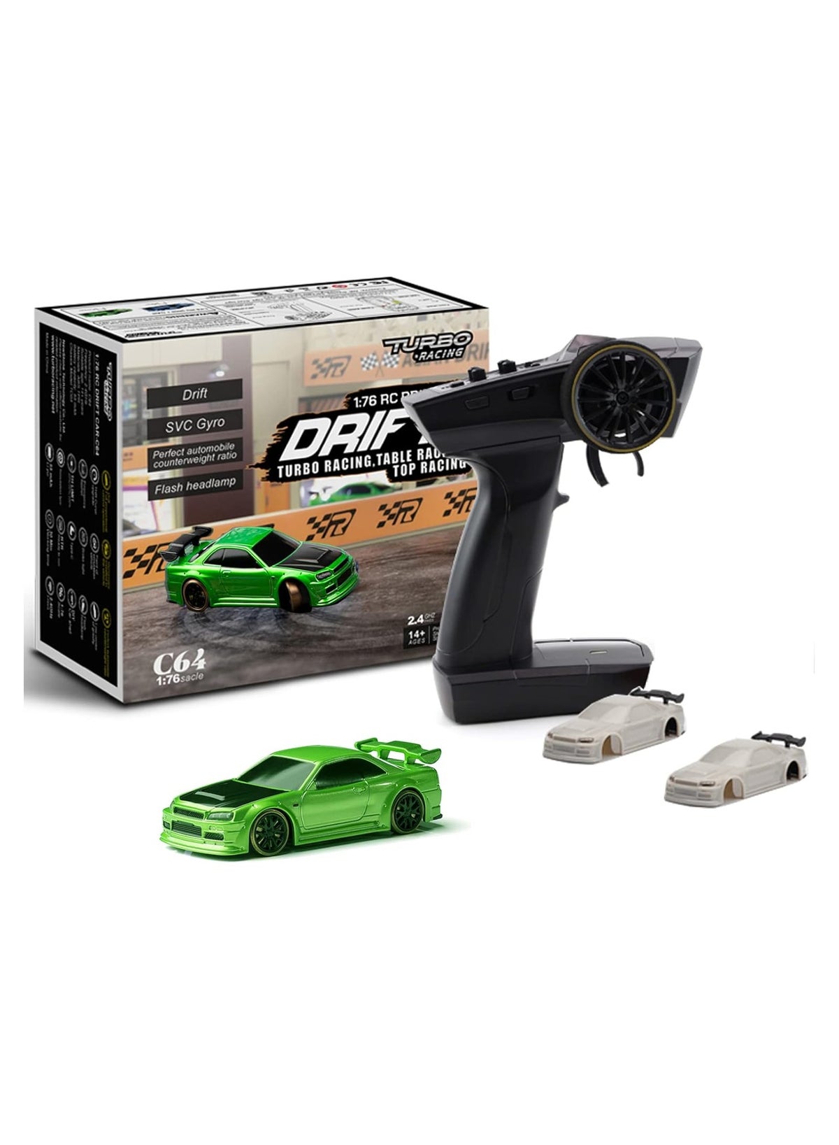 Toyland Turbo Racing 1:76 Scale Drift RC Car with Gyro Mini Full ...