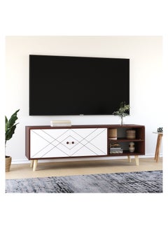 FURNISHOP FurniShop Manhattan TV Unit in Walnut Color with storage and ...