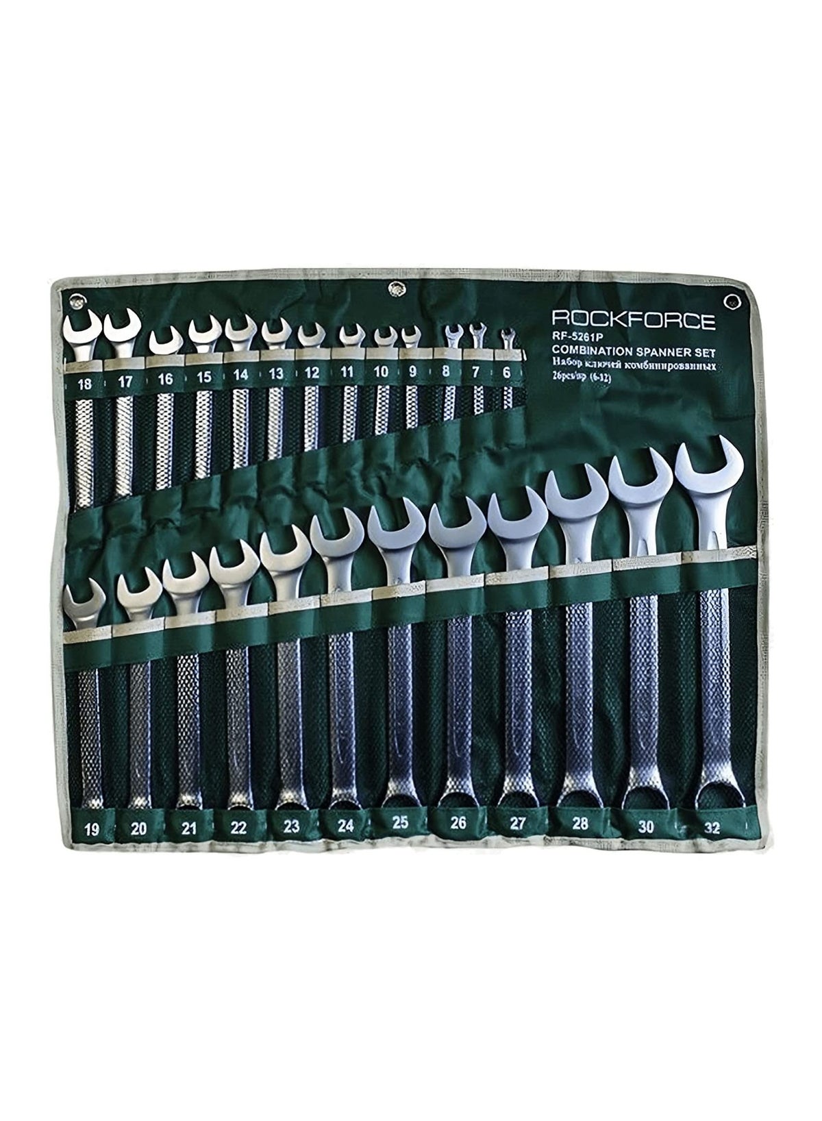 ROCKFORCE ROCKFORCE Combination Wrench Set Open End Ratchet Ring Spanner 26 Point 6-28, 30, 32 ...
