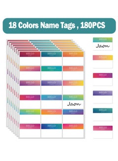 Generic 10 Sheets Name Tag Stickers,18 Colors,180 PCS,Waterproof Name ...