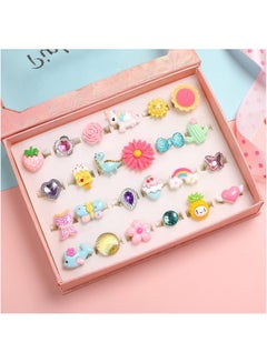 Generic Adjustable Kids Rings, 24Pcs Girl Jewel Rings Set for 4 5 6 7 8 ...
