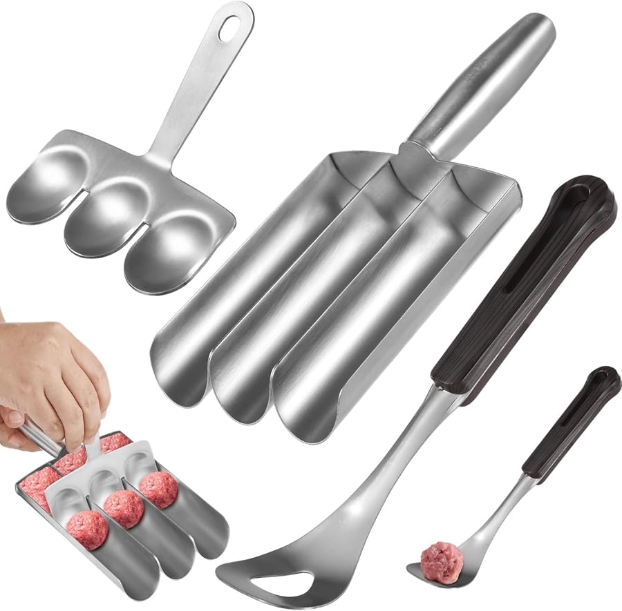 Generic Stainless Steel Triple Meatball Maker Set Manual Scoop With ...