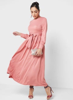 Refka by modanisa Belted Long Sleeve Dress | Best Price UAE | Dubai ...