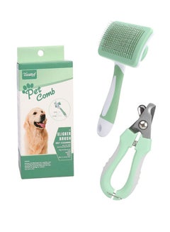 yingte Pet Grooming Brush And Nail Clipper 2 In 1 Self Cleaning ...