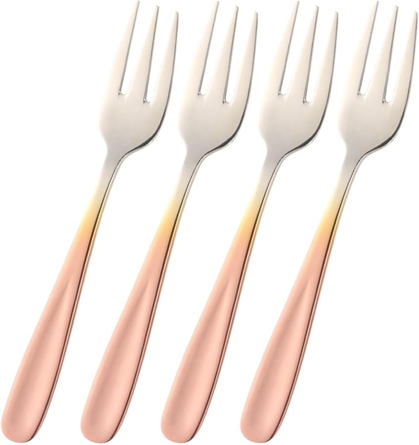 Generic 304 Stainless Steel Gradient Color Dessert Forks 4pcs Mini Food ...