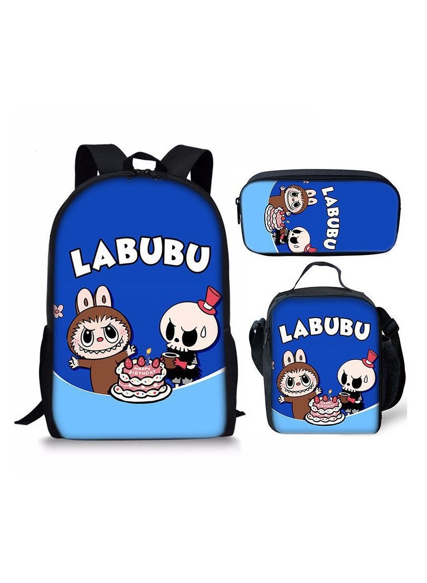 SKT Shiketro Cute Labubu Student Backpack School Bag Backpack 29*16*42CM + Shoulder Bag 19*6 ...