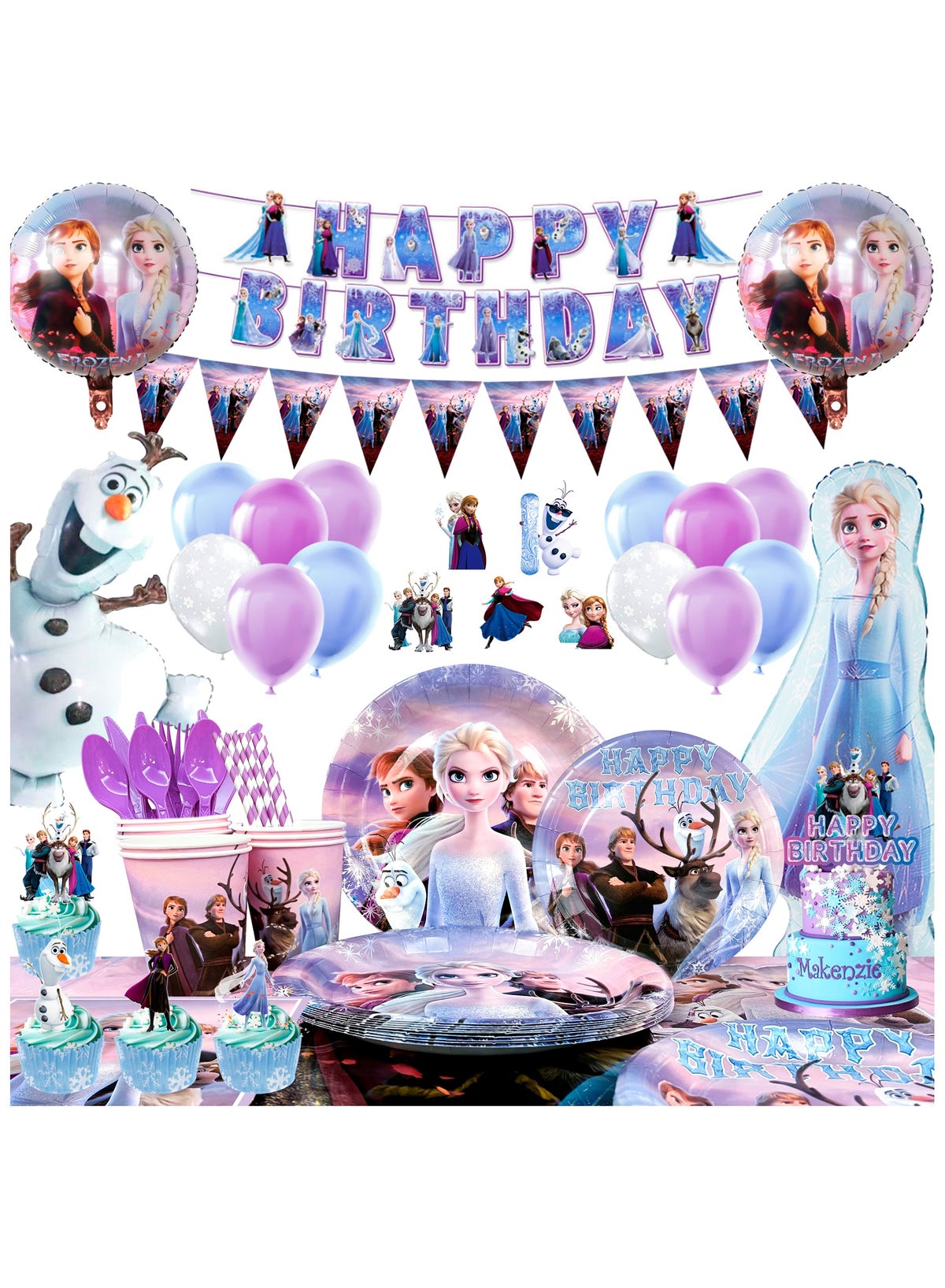 FRUITFUL PARTY Frozen Birthday Party Supplies for 10 Guests, 184pcs Frozen Disposable Party ...