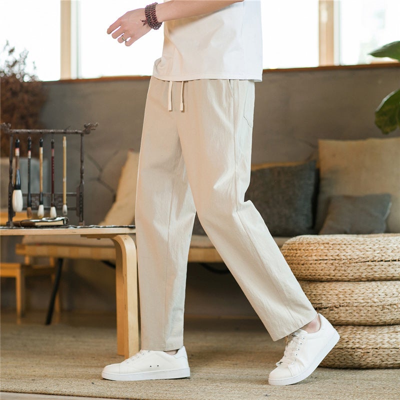 Generic 2023 Linen Casual Pants Men'S Loose Straight Wide-Leg Trousers ...