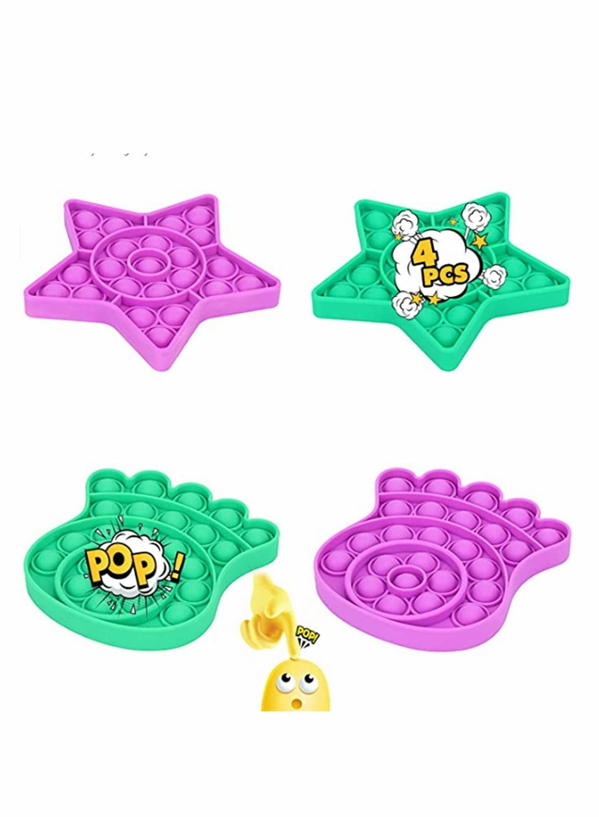 Generic Fidget Toy with Popping Sound Bubble Sensory Toys 4 Pack for ...