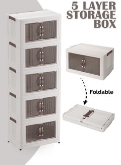 Toshonics 5-Tier Stackable Storage Bins Featuring Foldable Doors ...