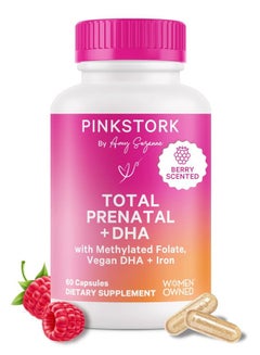Pink Stork Total Prenatal Vitamins with DHA, Folate, Iron, Choline, and ...
