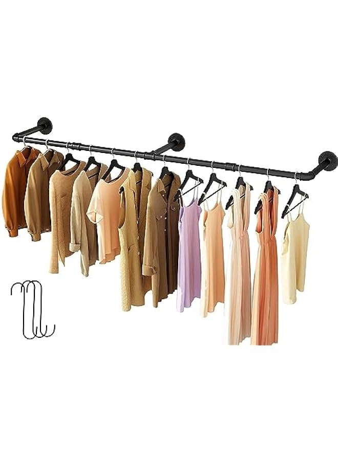 MIXDE Wall Mounted Clothes Rack, 72.5in Industrial Pipe Clothes Rod ...