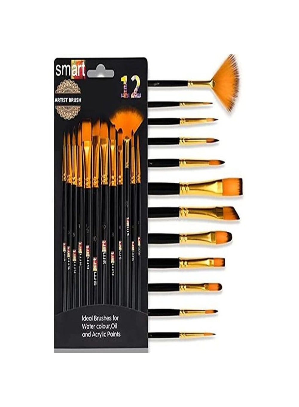Smart Smart paint brush set 12 pcs for oil,acrylic,gouache, watercolors ...