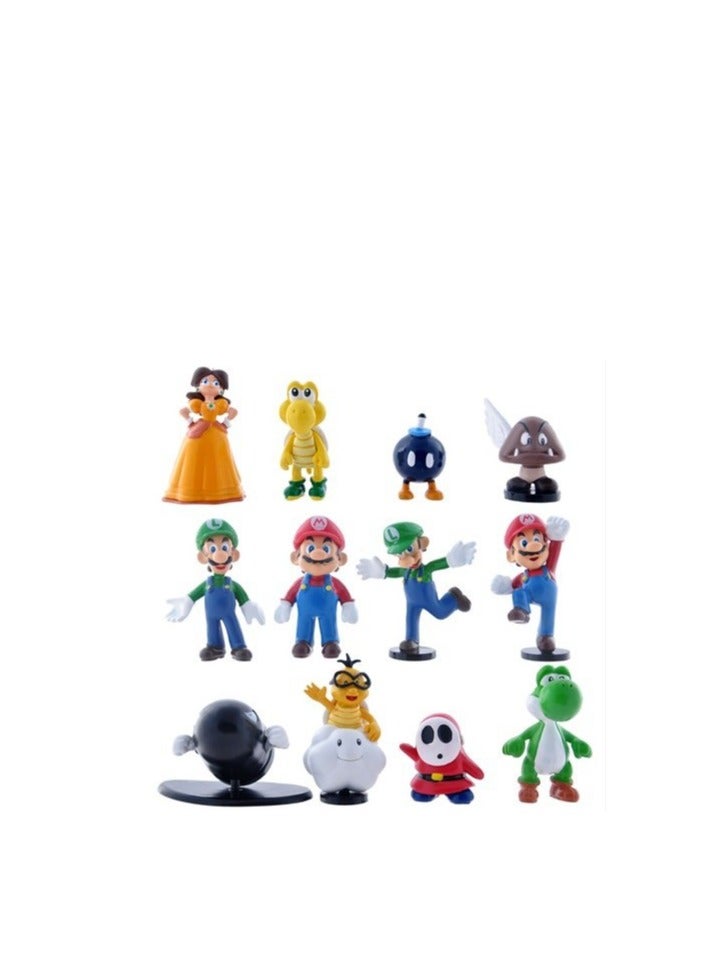 Loquat 12-Piece Creative And Non-Toxic Super Mario Plastic Figure ...