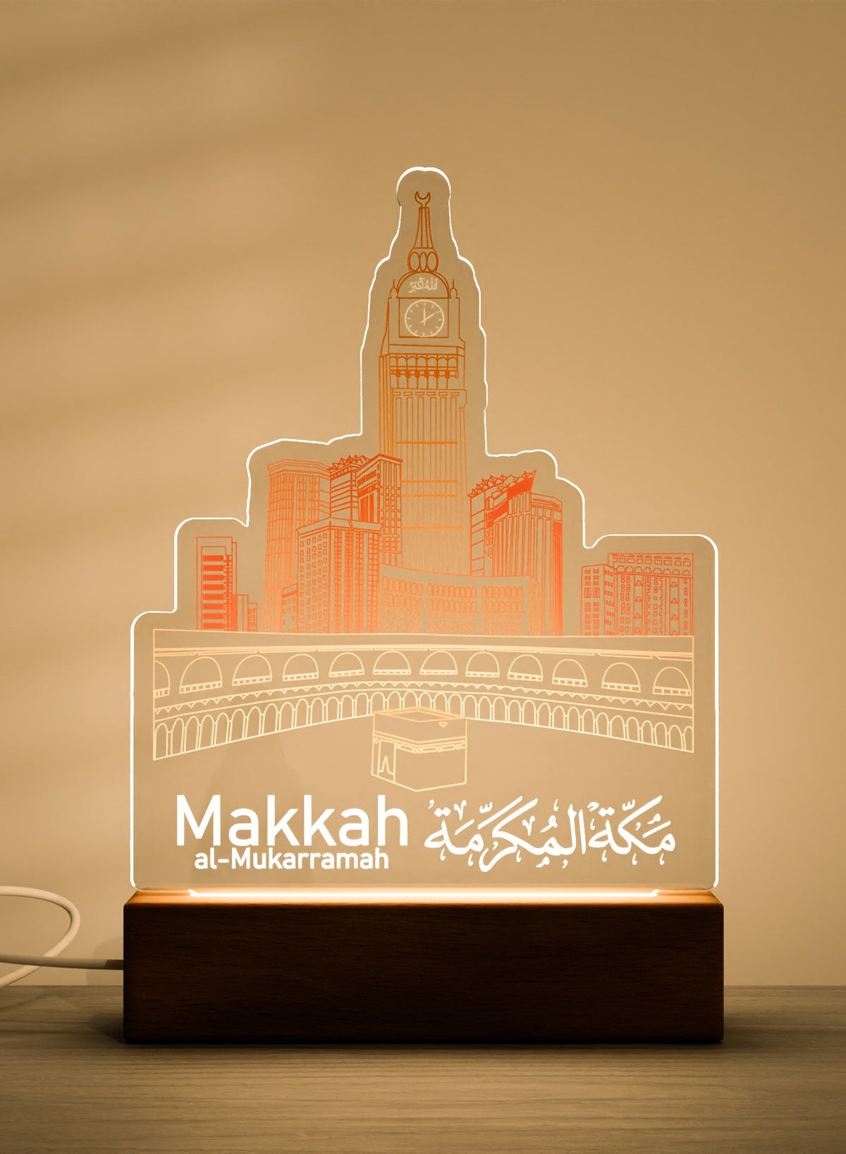 GALADUNE LED Acrylic Night Light, Orange Mecca Clock Tower, Suitable ...