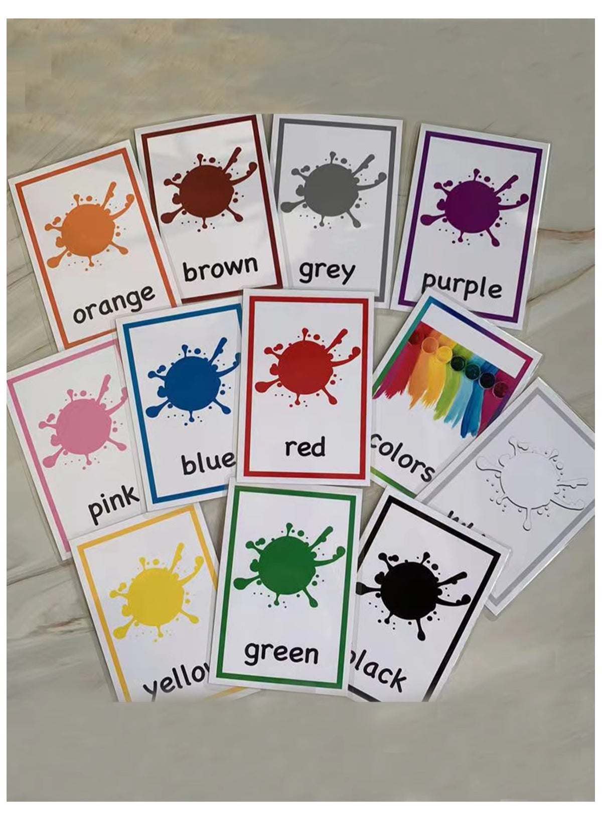 Generic 12Sheets Color Words Flash Cards Cognitive Learning Cards for ...