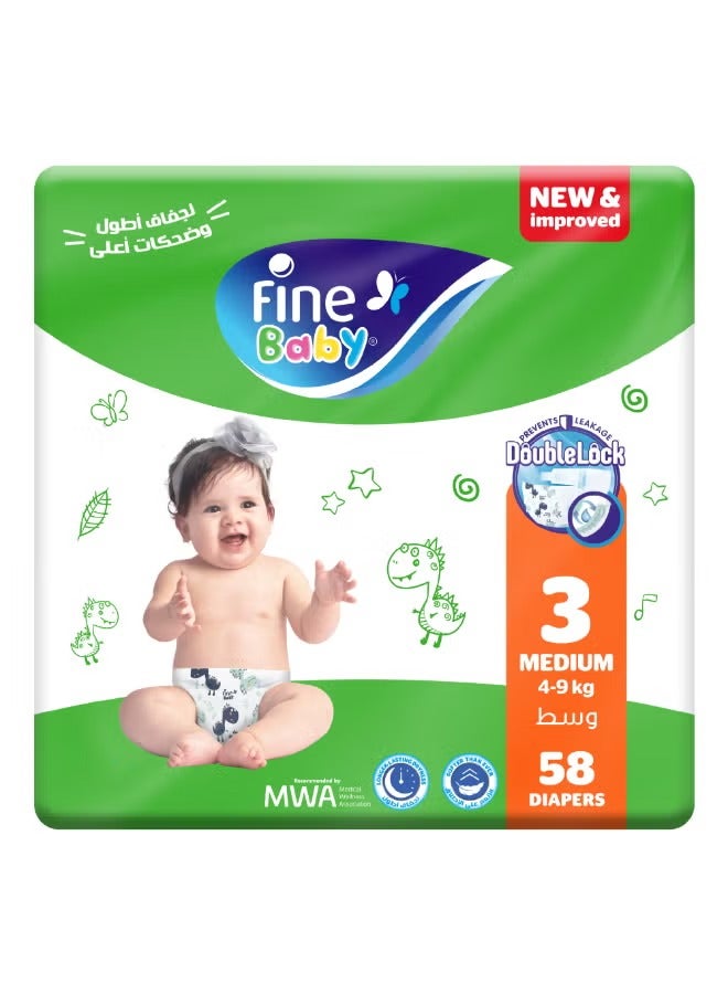 Fine Baby 58-Piece Diapers Medium (Size 3) (4-9 KG) | Best Price Egypt ...