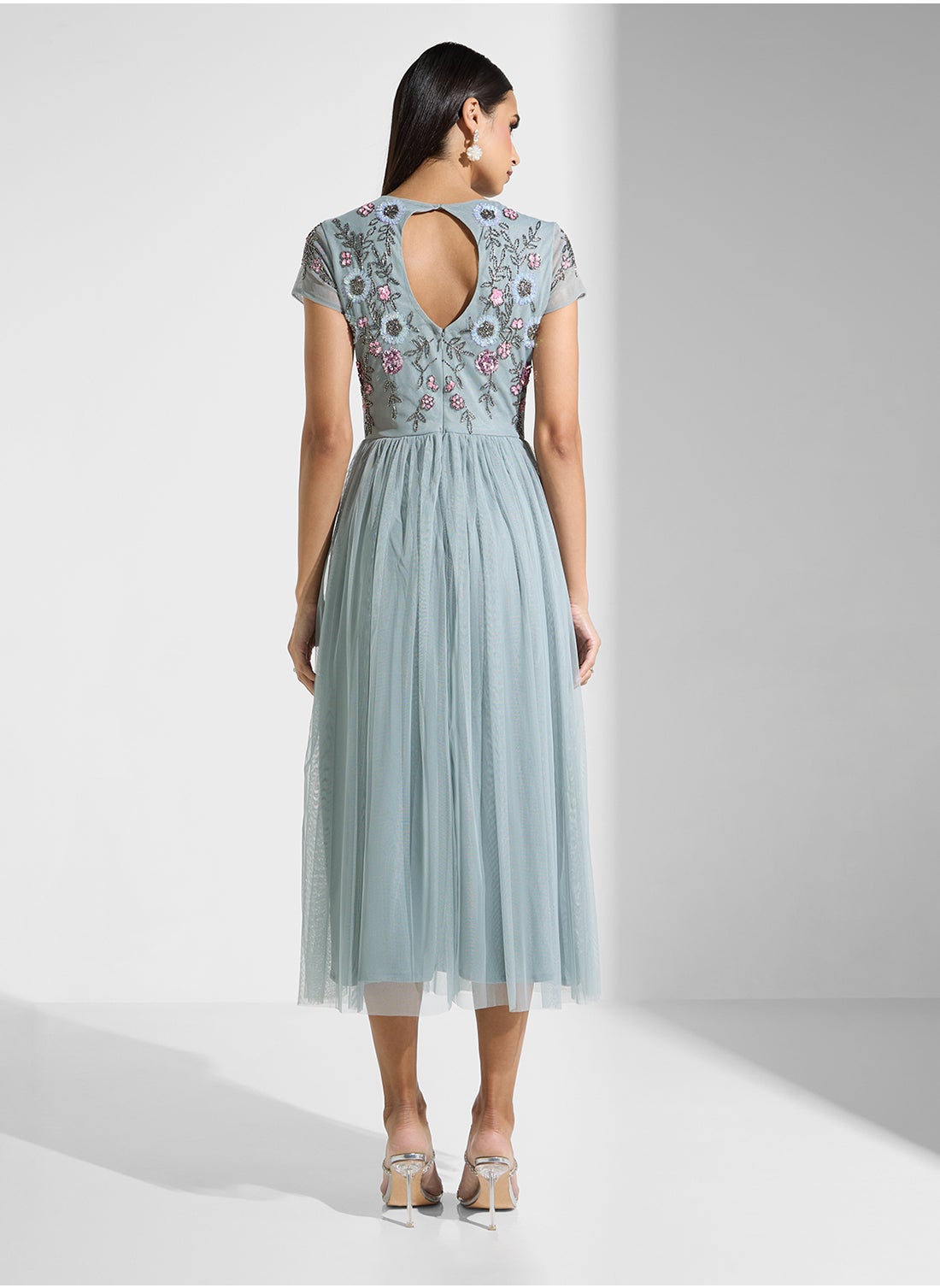 Namshi x Shouq Embroidered Fit And Flare Dress for Women Namshi x Shouq Embroidered Fit And Flare Dress for Women