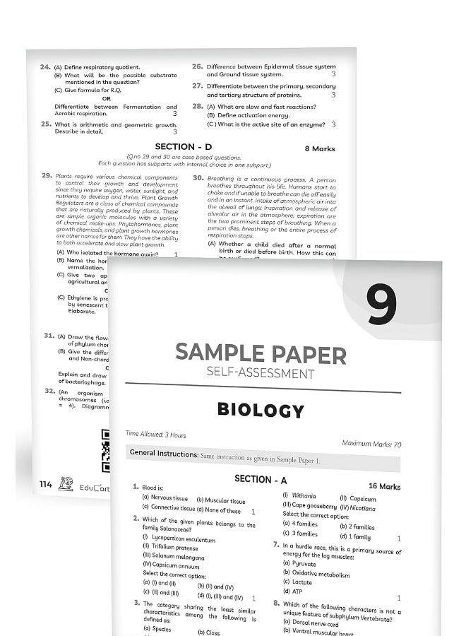 Educart CBSE Class 11 BIOLOGY Sample Paper 2023 (Full Syllabus with ...
