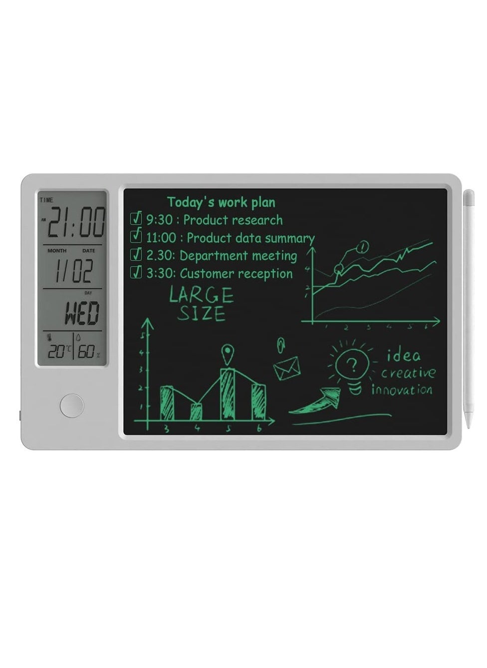 Generic Electronic Desktop Calendar Rechargeable Writing Memo Message ...