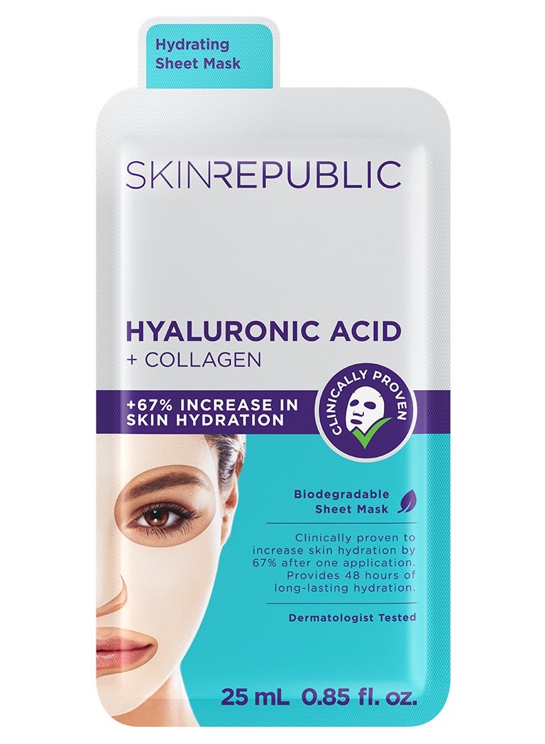 SKIN REPUBLIC Hyaluronic Acid Collagen Face Mask Sheet 25ml | Best ...