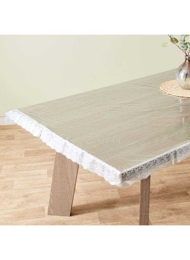 Home Box Crystallo Transparent Table Cover with Lace Border 132 x 178 ...