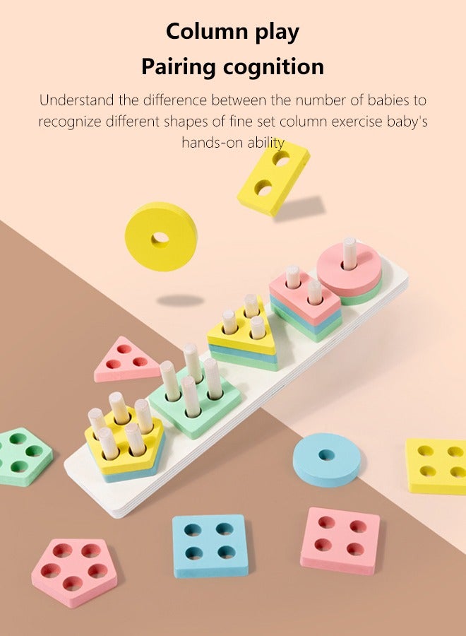 Occuwzz Wooden Stacking Toys for Kids - Geometric Shape Color ...