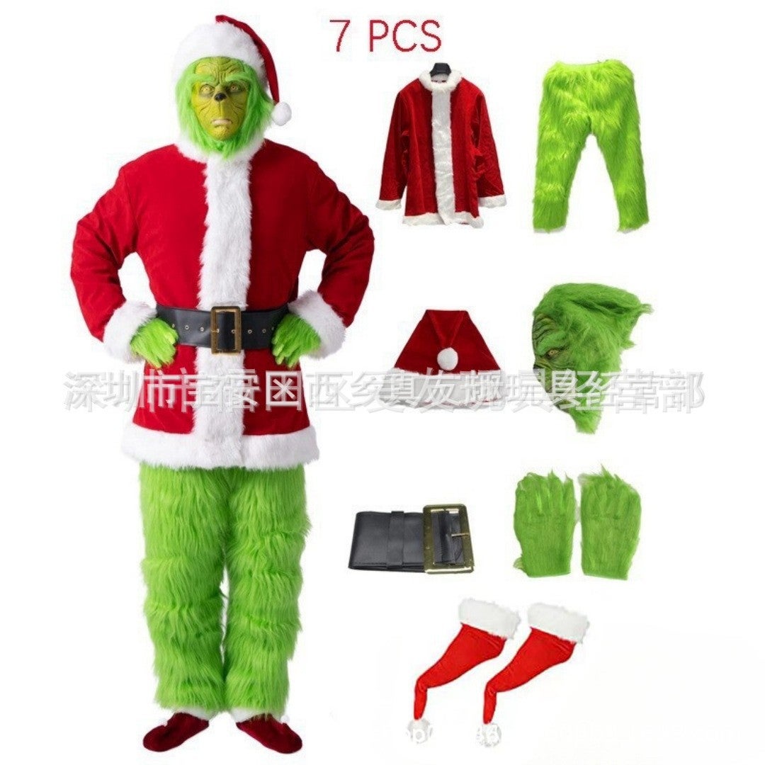 Generic Christmas Cos Grinch Green Furry Monster Costume Mask Grinch ...