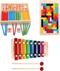 HYD Wooden Number Counting Sticks Tetris and Cellophane Xylophone ...