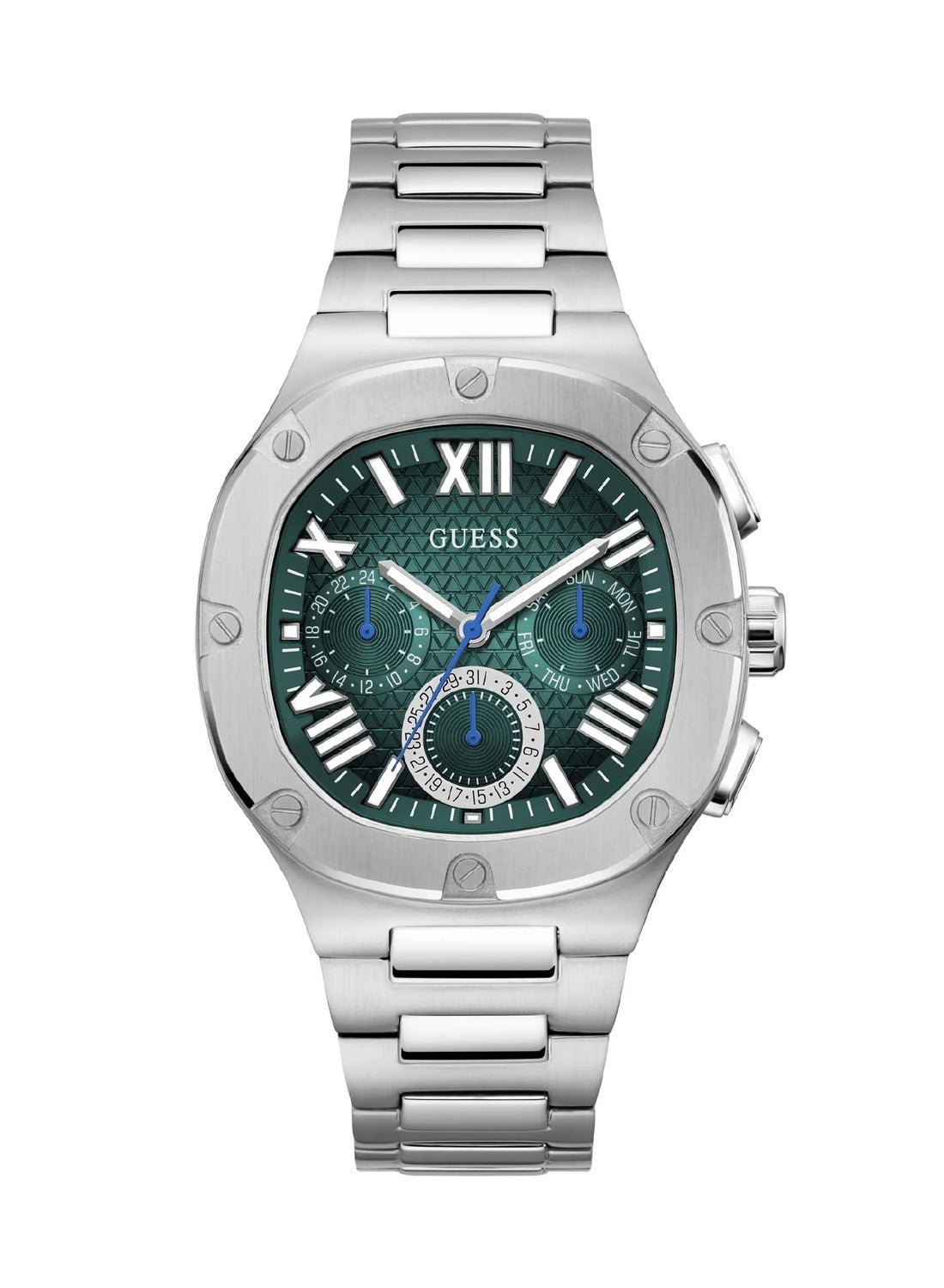 GUESS Headline Men's Green Dial Quartz Analog Stainless Steel Watch ...