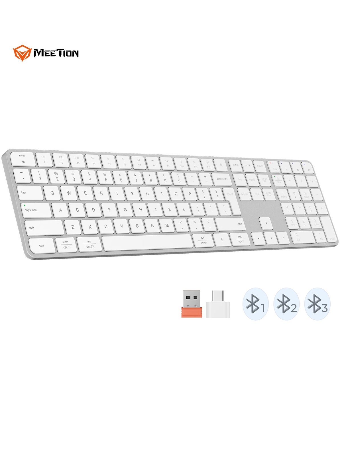 Meetion MEETION Full Keys 2.4G and Bluetooth Three Modes Keyboard ikey ...