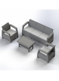 3MPlast Havana Sofa 5-Seater Set, Rattan Modern Outdoor Furniture, with Water Proof cushions and ...