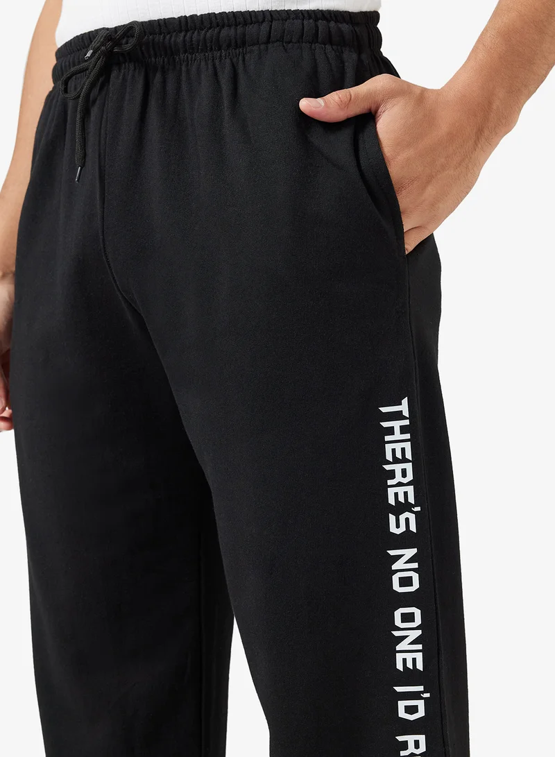 Seventy Five Basics Text Print Open Hem Relaxed Fit Joggers for Men ...