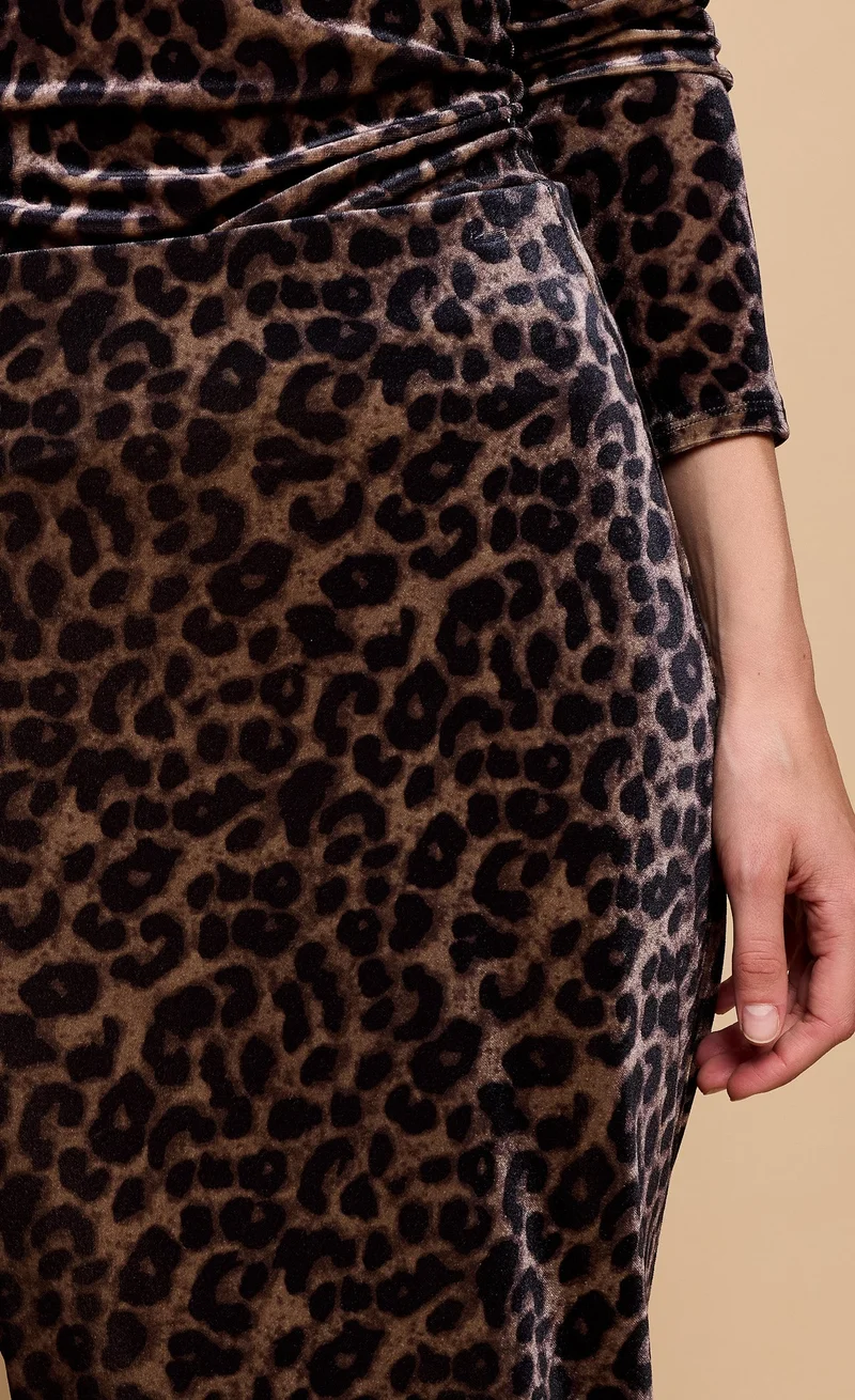 Little Mistress Leopard Print Velvet Midaxi Skirt for Women | Best ...