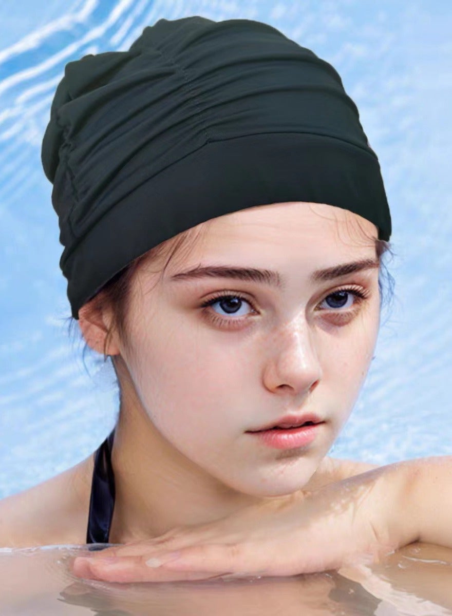 Generic Nylon Swimming Cap Pool Beach Hat Pleated Swim Cap for Long ...