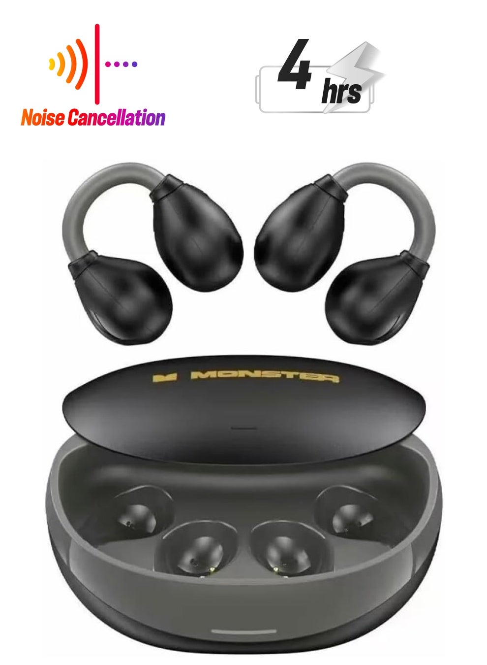 Monster Open-Ear AC500 Air Conduction Bluetooth Wireless Earbuds, Waterproof Sports Earphones ...