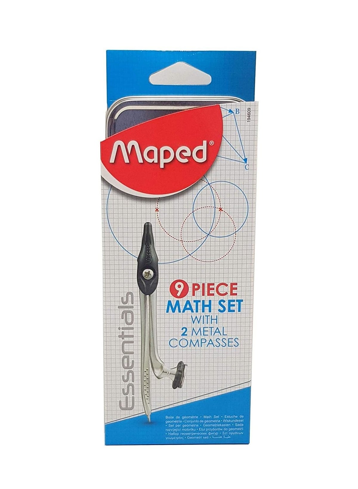 Maped 9-Piece Geometry Maths Set With 2 Metal Compasses | Best Price ...
