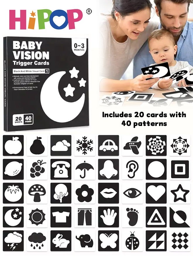 HIPOP High Contrast Baby Flashcard, Baby Visual Stimulation Cards ...