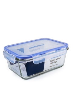 Mondex Rectangular Glass Food Storage Container With Lid Clear/Blue ...